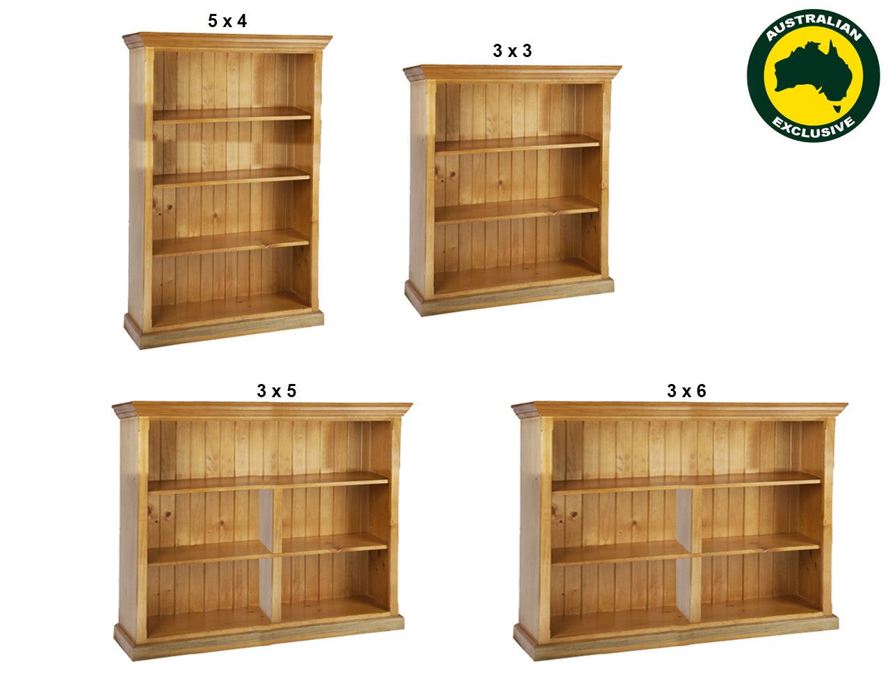 ANTALYA (AUSSIE MADE) TRIPLE TOP STANDARD LOWLINE BOOKCASE COLLECTION ...