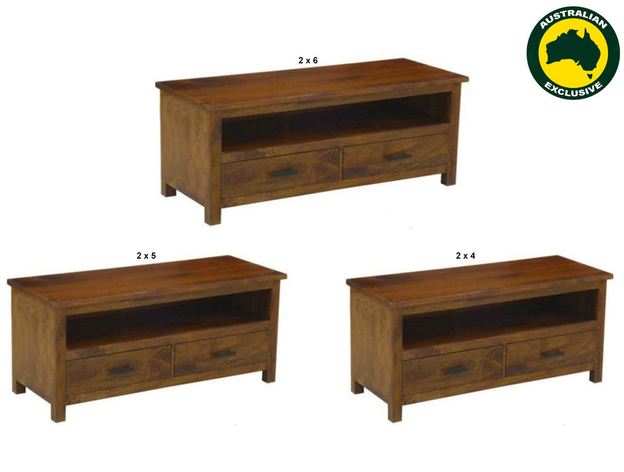 Bronte (AUSSIE MADE) 2 Drawer TV Unit Collection - Assorted Stained Co ...