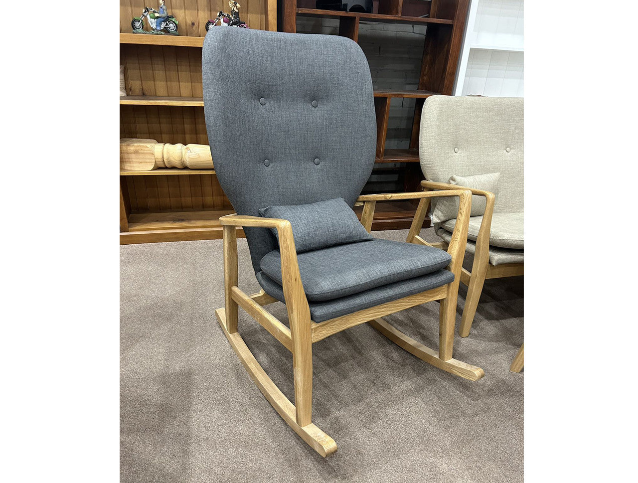 CARL ROCKING CHAIR - AMERICAN OAK / GREY – Jimmy & Ross
