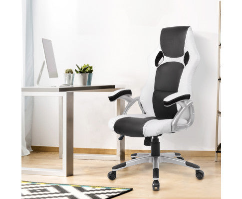 BRILEY PU LEATHER OFFICE DESK CHAIR - BLACK & WHITE – Jimmy & Ross