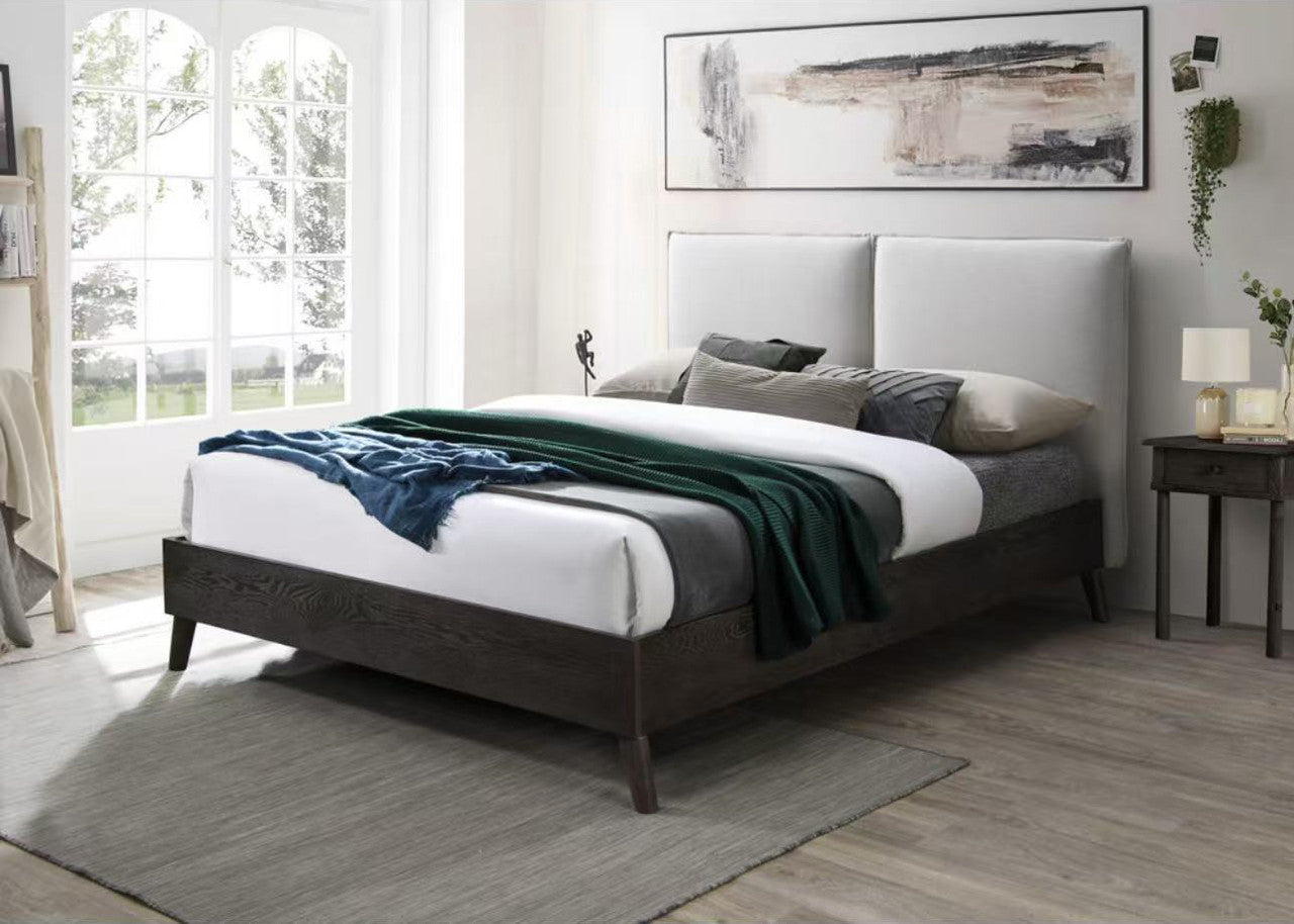 QUEEN MAUI BED WITH FABRIC BEDHEAD - LIGHT GREY / ONYX – Jimmy & Ross